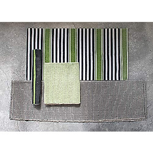 Creative Co-Op 3' x 5' Black & White Cotton Striped Dhurrie Rug