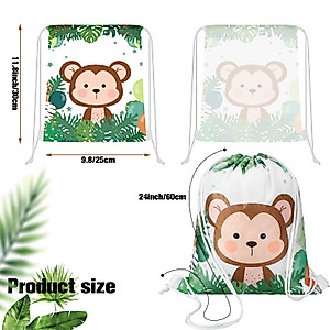 Ferraycle 18 Pcs Safari Drawstring Bags Safari Goodie Bags Party Favors Bags Party Treat Bags Safari Jungle Animals Party Bags for Birthday Party Baby Shower, 9.8 x 11.8 Inch (Safari Theme)