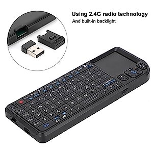 HOHXFYP UMK 100 RF 3in1 Mini Keyboard Qwerty Keypad, Rechargeable Wireless With Built In Touchpad Backlit Long Standby Small Pocket Keypad for PC Tablets