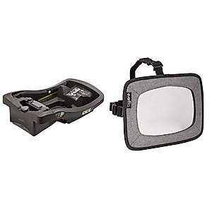 Evenflo LiteMax Infant Car Seat Base, Black with Backseat Baby Mirror for Rear Facing Child, Grey Melange