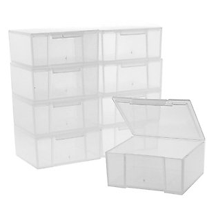 Paylak 10 Storage Square Clear Containers for Small Items Organizer 2.5 inches