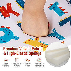 Costzon Kids Couch, 2 in 1 Flip Open Children's Sofa w/Velvet Fabric, Storage Pockets, Toddler Armrest Chair Bed for Nap Play Sleep, Ideal Gift for 0-4 Years Old Baby Boys Girls, Alphabet