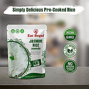 Eat Regal Thai Jasmine Rice In Hood & Tray, Ready To Eat in 90 Seconds, Microwavable in just 90 Seconds, Nutritious & Delicious 8.8 Ounce (Pack of 8)