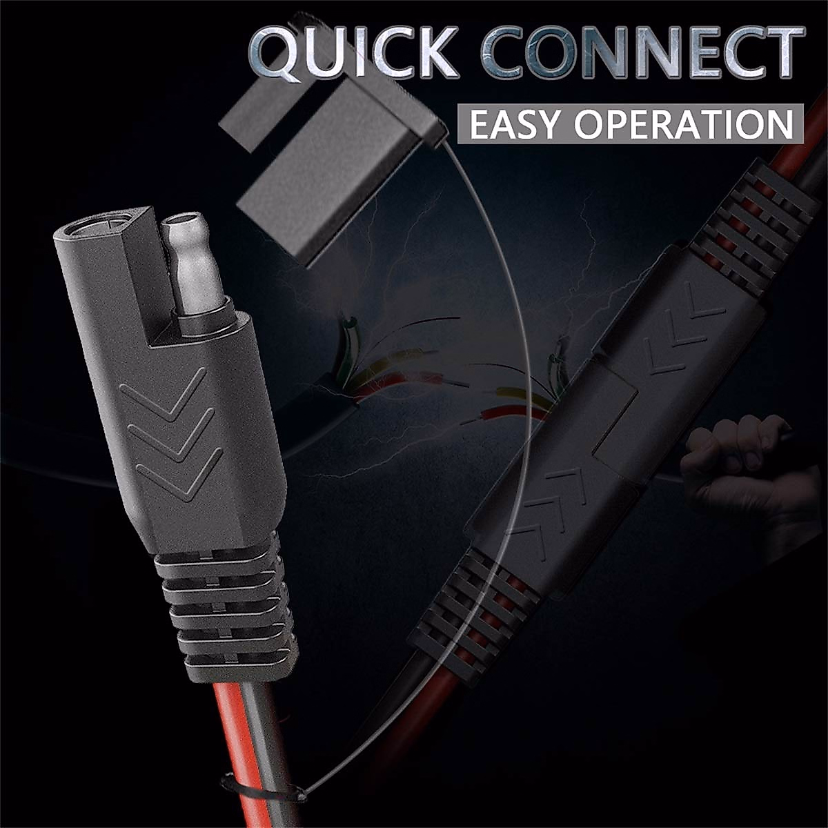 LST 6FT 12V Ring Terminal SAE to O Ring Connecters Extension Cord Cable Connector for Battery Charger/Maintainer