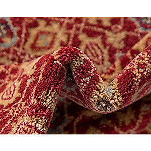 Unique Loom Palace Collection Traditional Geometric Area Rug, 3' 3" x 5' 3", Red/Light Blue