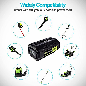 DTK Battery Replacement for Ryobi 40V Battery 6.2Ah OP4040 OP4026 OP4030 OP4050 OP4060A Compatible with Ryobi 40Volt Cordless Tool Lithium ion Battery Packs