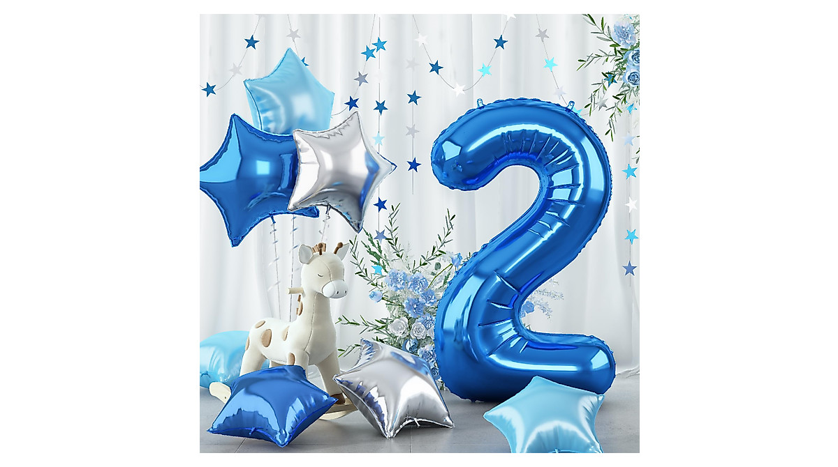 Large Dark Blue 2nd Birthday Balloon - Party Decor