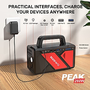 Portable Power Station, Outdoor Generator 67560mAh 250Wh Solar Generator, Power Bank Backup Lithium Battery, BIZEWO Rechargeable Battery with AC/DC/USB Ports for Outdoor Adventure Road Trip Emergency