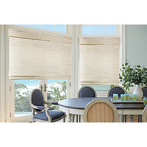 Cordless Nature Window Shades Blinds, 100% Linen Roman Shades, Pattern 10