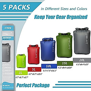 Frelaxy Dry Bag 3-Pack/5-Pack, Ultralight Dry Sack, Outdoor Bags Keep Gear Dry for Hiking, Backpacking, Kayaking, Camping, Swimming, Boating