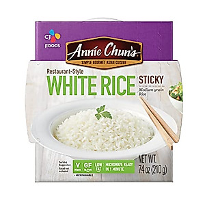 Annie Chun's - Cooked White Sticky Rice: Instant, Microwaveable, Gluten Free, Vegan, Low Fat and Delicious, 7.4 Oz (Pack of 6)