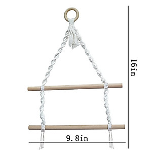 Wall Mount Paper Towel Holder, Boho Wooden Macrame Toilet Paper Holder Towel Rack, Bohemian Handmade Woven Cotton Rope Hanging Decor Tissue Storage Holder for Bathroom Kitchen Bedroom Livingroom