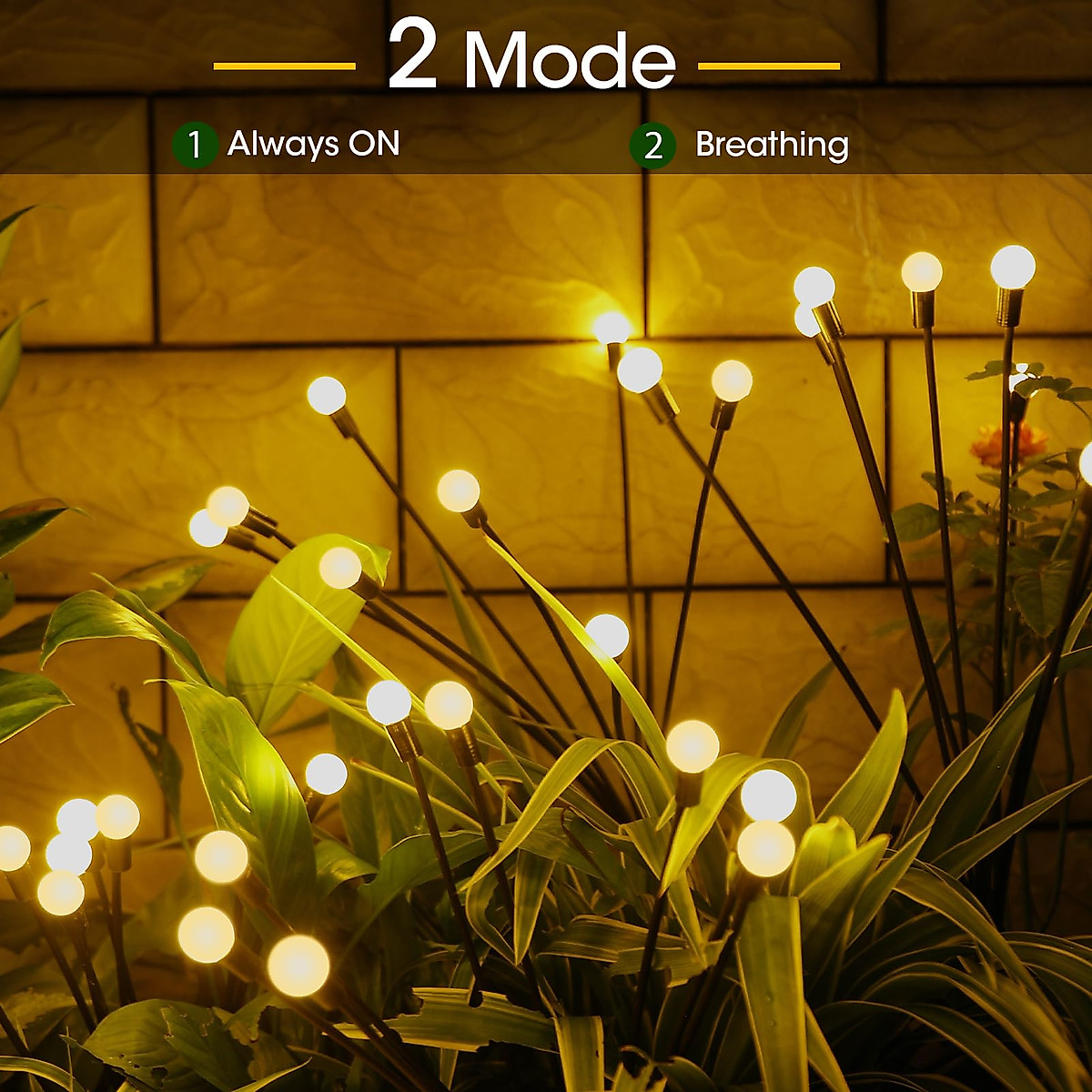 Qnoon Solar Firefly Lights for Outside Waterproof, Outdoor Solar Powered Garden Lights for Yard, Warm White Lights Sway by Wind for Backyard Yard, Fence, Garden Decor (White)