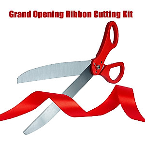 Grand Opening Red Ribbon Cutting Ceremony Kit - 25" Giant Scissors with Red Satin Ribbon, Banner, Balloons,Bows and More Supplies Grand Opening Decorations for Business