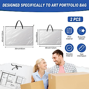 Tenceur 2 Pcs Art Portfolio Case 36 x 48 Inch and 24 x 36 inch Large Poster Storage Bag Portfolio Folder PVC Art Portfolio Container Bulletin Board Storage Box for Poster Scrapbook Keepsake