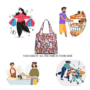 Found Notice Artistic Painting Style Reusable Grocery Bags - Foldable, Durable, and Easy to Clean - Perfect for Shopping, Travel, and Kitchen Groceries Gift Tote Bag - Set of 4