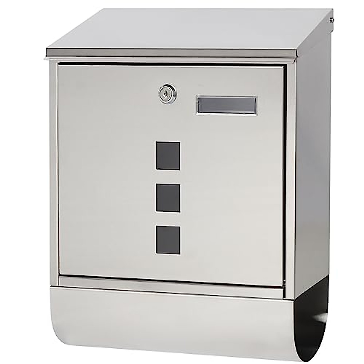 Wall Mounted Mailboxes with Key Lock, Lovndi Large Capacity Drop Mail Locking Box for Outdoor, Lockbox (2210 Stainless Steel)