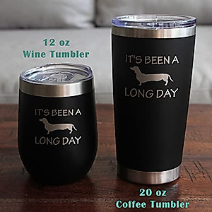 Long Day - Funny Dachshund Whiskey Rocks Glass Gifts for Men & Women - Fun Whisky Drinking Tumbler Décor