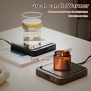 Coffee Mug Warmer Coffee Warmer for Desk Auto Shut Off with 5 Temperature Control 6 Time Adjustable, Mug Cup Heater for Office Home Warming Candle Warmer Coaster Heating Coffee Milk Tea Chocolate-Wood