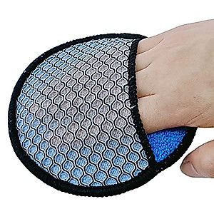 Polyte Microfiber Detailing Wax Applicator Pad with Finger Pocket and Mesh Scrub, 8 Pack (Blue, 5 in)