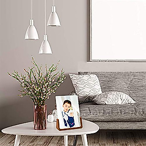 CUNYA Picture Frames, 4x6 Glass Photo Frame with Wooden Base, Rustic Picture Frame Set of 2 for Table Top Desktop Display Room Decor (Walnut)