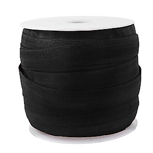 Teemico 50 Yards Black Elastic Foldover Ribbon Stretch Fold Over FOE Elastics for Hair Ties Headbands Making (5/8 inch Width)
