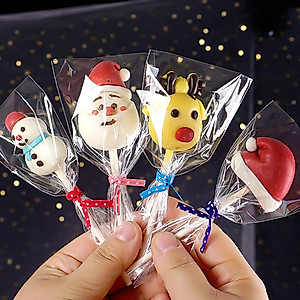 Cellophane Treat Bags 100 Pcs Clear Cello Candy Cookie Lollipop Bakery Dessert Cello Flat Goodie Bag with 100 Twist Ties Resealable 3" x 4"