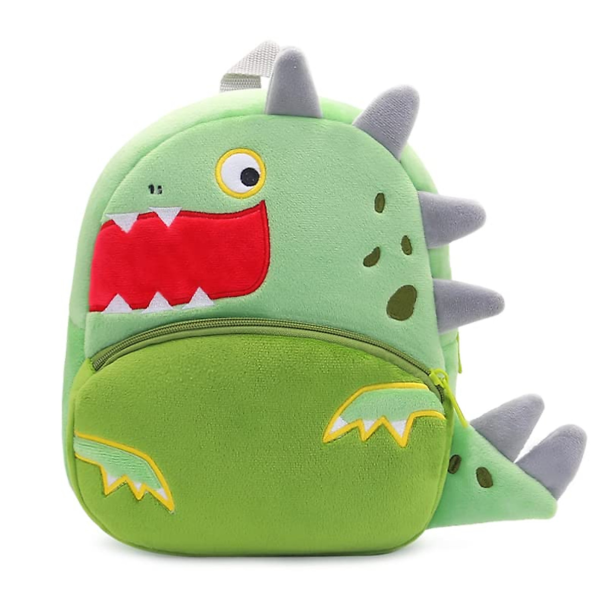 Politesse & Romance Toddler Backpack Zoo Animals Cute Plush Bag Cartoon Mini Preschool Backpack School Bag for Baby Girl Boy (Green Dinosaur)