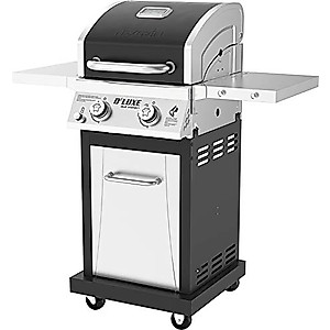Nexgrill 720-0864RA Premium 2 Burner Propane Barbecue Gas Grill, Outdoor Cooking, Patio, Garden Barbecue Grill, 28000 BTUs, Foldable Side Table, with Full Stainless Steel Control panel