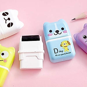 6 Pcs Cute Pencil Eraser, Cartoon Animal Themed Roller Colorful Rectangle Eraser, Pencil Rubber Erasers for Kids School Office Supply Stationery