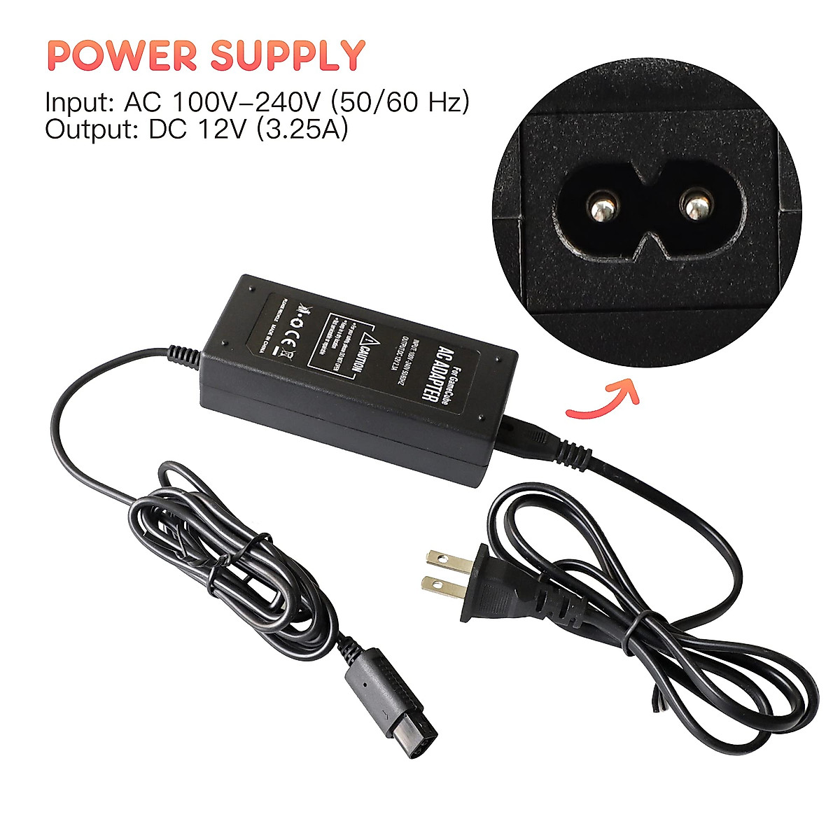Xahpower AC Power Supply for Gamecube, AC Power Adapter Cord and AV Cable for Nintendo Gamecube Console NGC