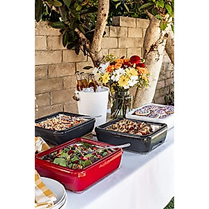 Fancy Panz Classic, dress up & protect your foil pan. Half size foil pan & serving spoon included. Made in USA. For use with hot or cold food (White)