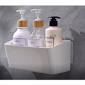 LADYBEE7LES Bath Shelve, Adhesive Shelf Shower Caddy Bathroom Organizer, No Drill Wall Mounted Shower Caddy Basket plastic，White Storage Rack for Bathroom/Kitchen