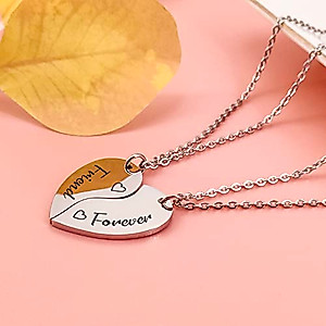 A Pair Friends Forever Puzzle Matching Necklaces,Sister Best friends Necklace Set 2,BFF 2 Gift for Women Teen Girls,Birthday Valentines Graduation Friendship Gifts.
