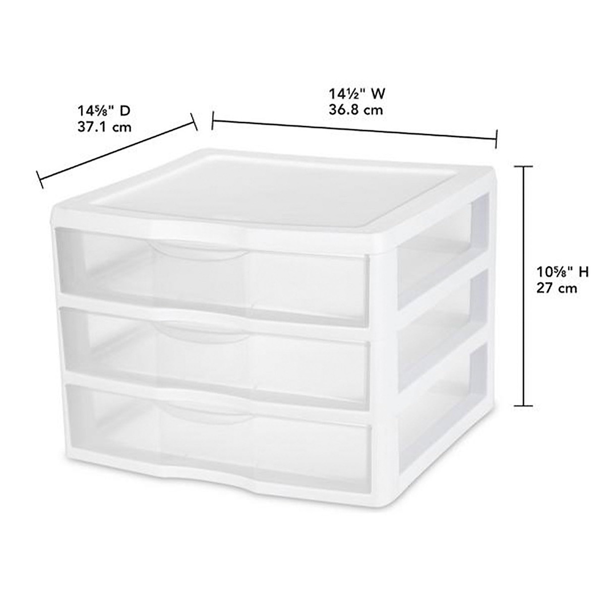 Sterilite 3-Drawer Organizer - ClearView Wide 2093 (White / Clear) (10.25"H x 14.5"W x 14.25"D)