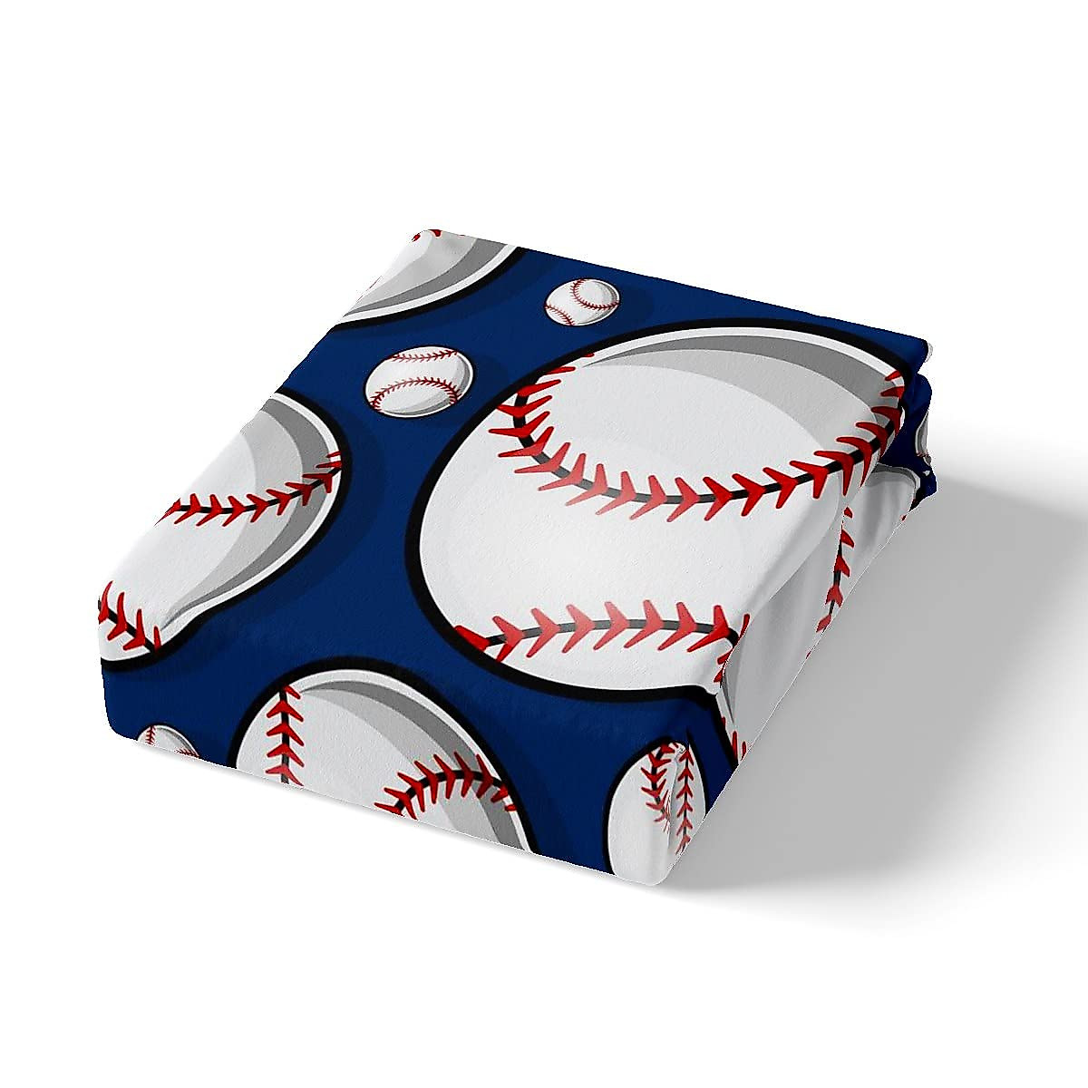 Baseball Sheet Set Sports Theme Bedding Set for Kids Boys Girls Teens 3D Blue Ball Pattern Bed Sheets Breathable Baseball Games Bed Sheet Set Room DecorBed Set Full Size