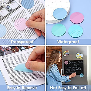 EOOUT Round Sticky Notes, 6 Pack, 300 Sheets, School Supplies, 1.75 Inches, Morandi, Cute Round, Clear Pads Waterproof Tabs, Page Markers
