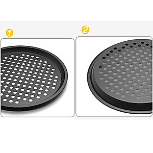 Pizza Pan Round Pizza board With Holes 12.5 inch Carbon Steel Pizza Baking Pan Non-Stick Cake Pizza Crisper Tray Tool Stand for Home Kitchen Oven Dishwasher Restaurant Hotel Handmade Pizza Bakeware