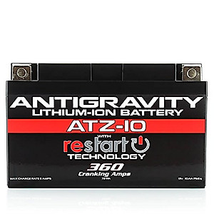 Antigravity ATZ-10-RS Lithium Ion Battery with BMS and Re-Start Technology - 360cca 2.3 Pounds 10Ah Lightweight Motorcycle Battery - Replaces YTZ10S - YTZ12 - YTZ14 - YTX9 - YTX7A-BS - YT12A-BS