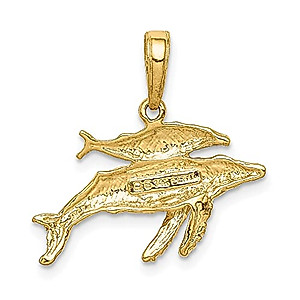 IceCarats 14K Yellow Gold Mother Humpback Whale Necklace Charm Pendant 21mm x 20mm Only