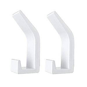 Emma Rose Home Chloe Double Hook, Heavy Duty Wall Hook Without Nails Waterproof Aluminum Hooks for Hanging Bathroom Kitchen Office-2 Pack Wall Hook (White)