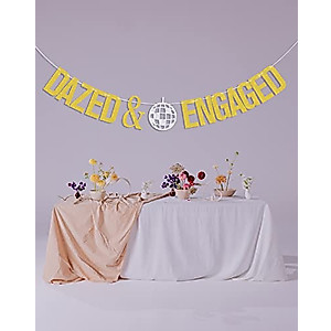 Dazed & Engaged Banner Gold Glitter, Hippie Engaged Banner, Retro 60's 70's Bachelorette Banner, Engaged Banner, Last Disco Engagement Party Decorations
