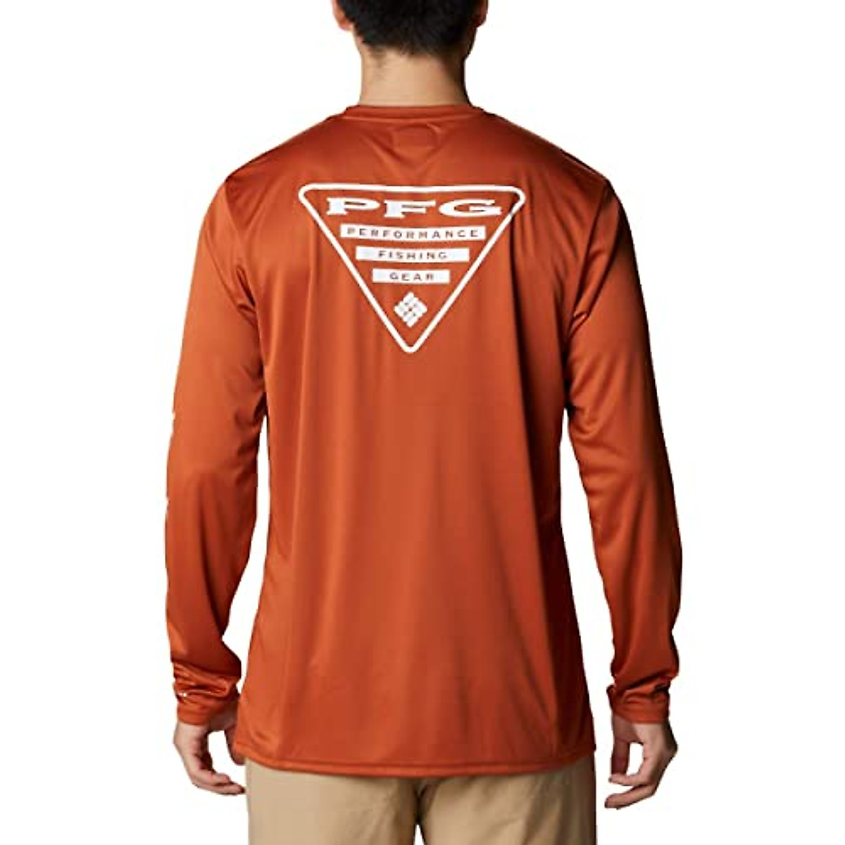 Columbia Men’s PFG Terminal Tackle Destination Long Sleeve, Sun Protection, Red Spark/Georgia, Large