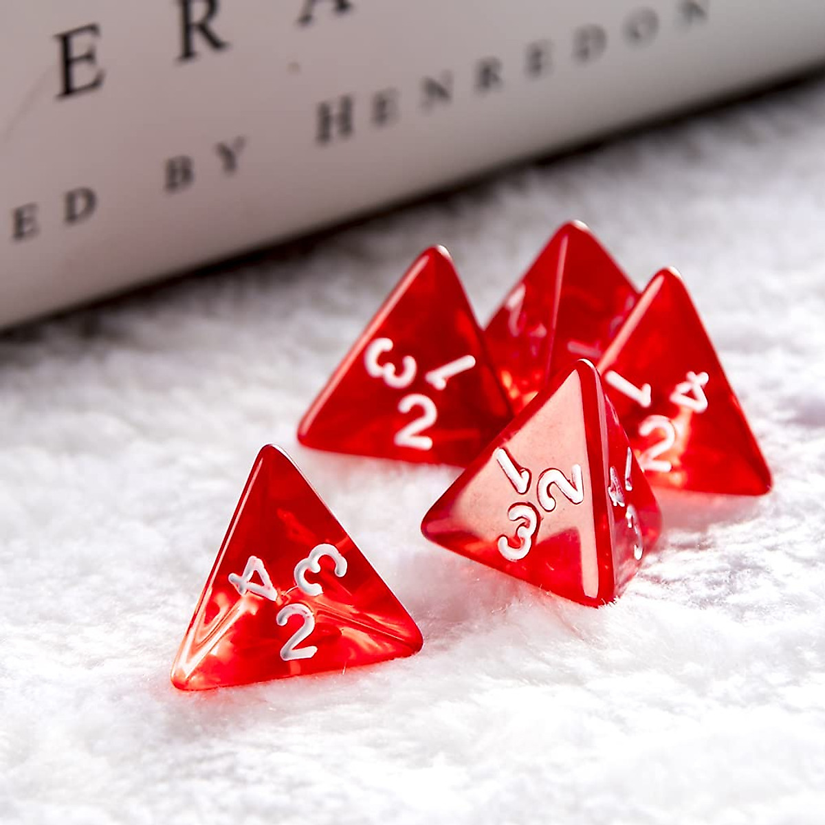 Yiotfandoll 5PCS Polyhedral Dice 20mm D4 for Dungeons and Dragons DND RPG MTG Dice Table Games Red with Black Bag