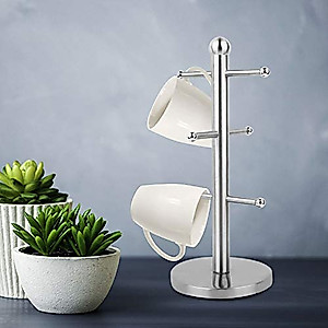 Uxsiya Tea Cup Rack Stainless Steel Rack Tree Shape Mug Storage Holder Vertical Organizer