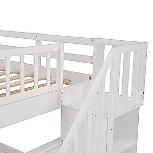 HYC Stairway Bunk Bed with 3 Drawers White