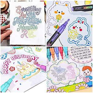 Gunsamg 48 Outline Markers for Teen Girl Gifts Trendy Stuff, Glitter Markers Metallic Markers for Doodle Writing,Art Supplies Crafts for girls 8-12