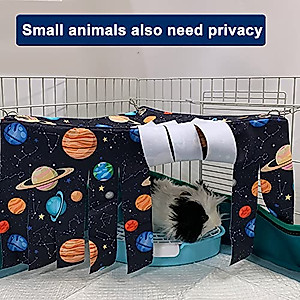 FULUE Guinea Pig Hideout, Corner Fleece Forest Hideaway for Guinea Pigs, Ferrets, Chinchillas, Rats, Bunny & Other Small Animals Without Metal Fences(Black)