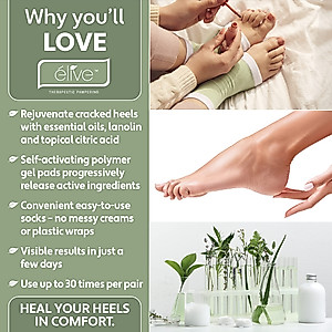 Élive Heel Socks For Dry Cracked Feet - Heal & Repair Heels Fast, Toeless Moisturizing Socks, Exfoliating Citric Acid, Oil Blend Gel, Foot Care Sock for Women Men, No Cream Lotion Multi-Use Treatment