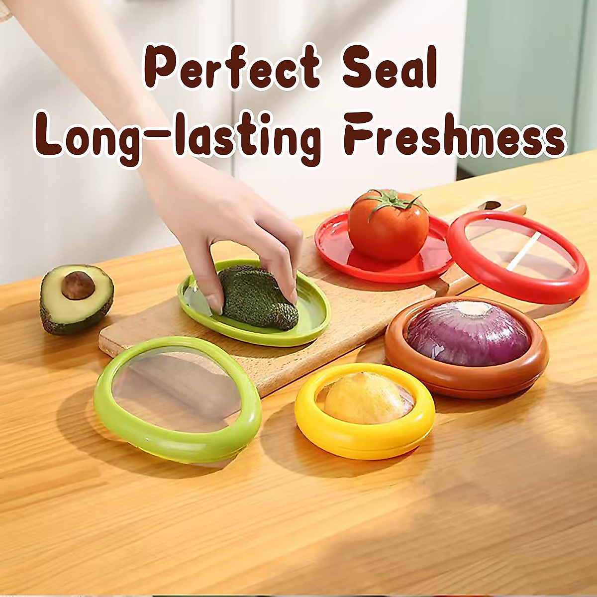 Silicone Fruit Storage Containers,4 Pcs Onion Storage Avocado Saver,Reusable Fruit and Vegetable Anti-Oxidation Storage Box,Lemon Storage Container For Fridge,Food Huggers